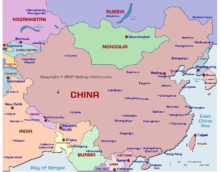 China Political Map | Beijing Visitor Travel Guide To China